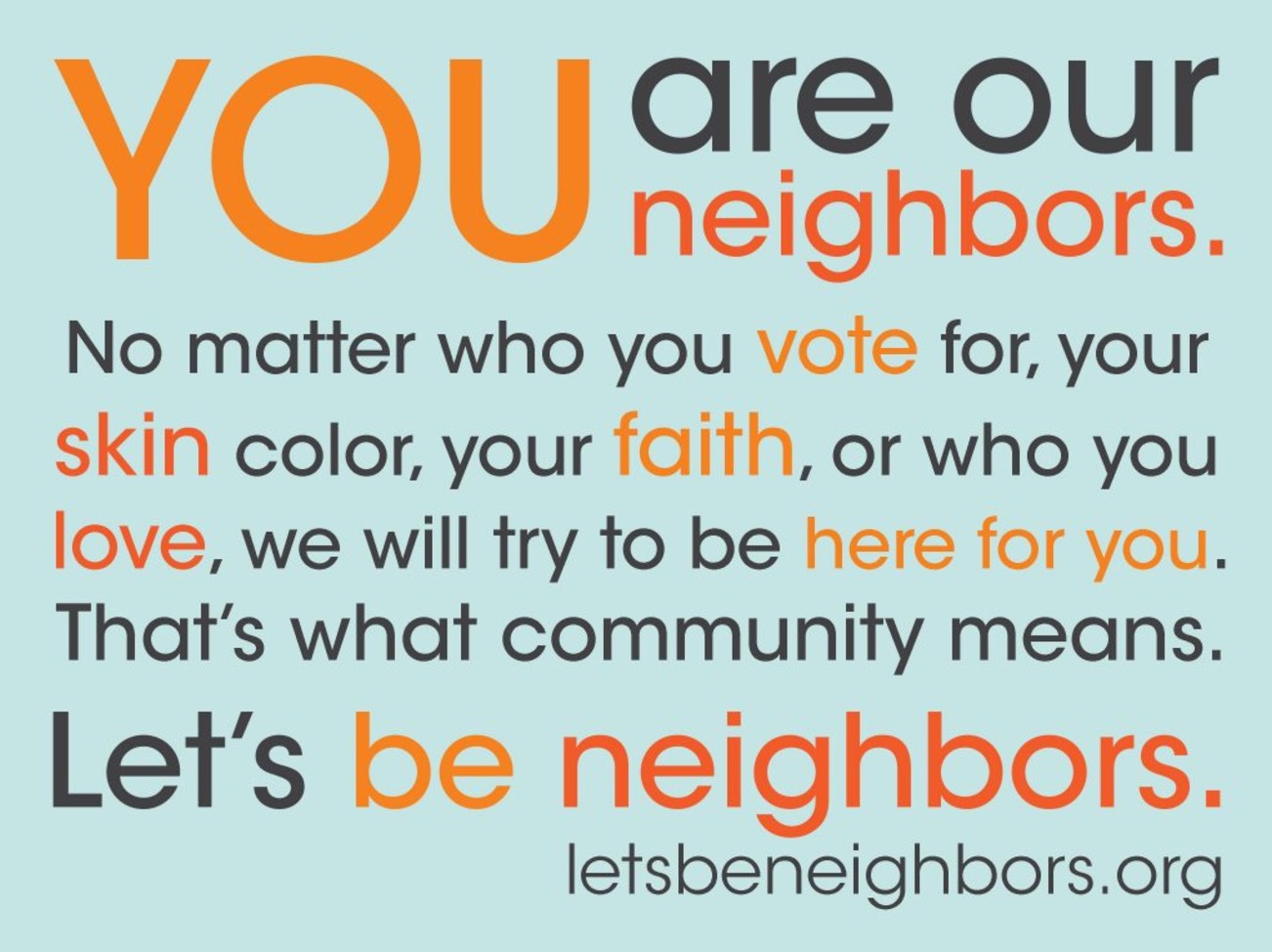 Thank You - Let's Be Neighbors